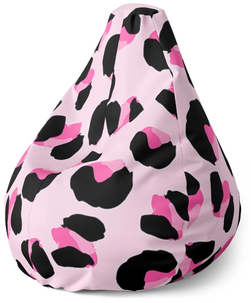 Sablio Sedací vak Pear Růžový gepard - 70 x 95 x 15 cm