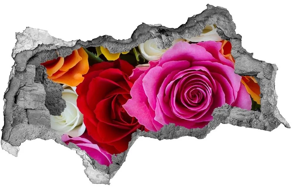 Wallmuralia Samolepící díra na stěnu Barevné růže 95x73 cm
