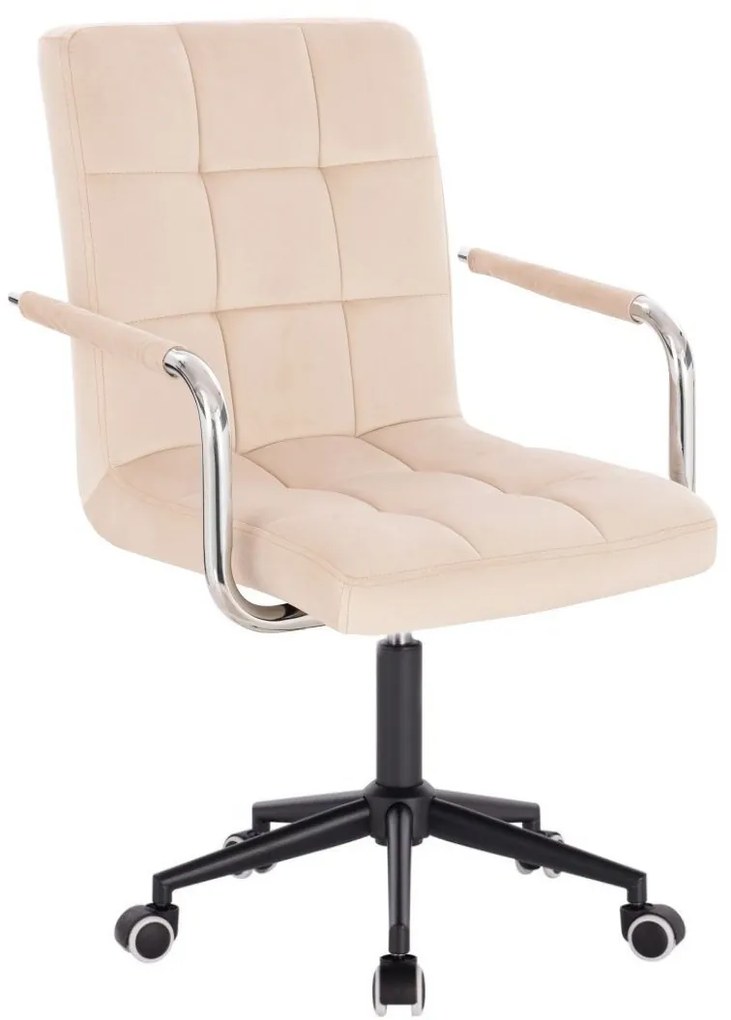 LuxuryForm DESIGN Otočná židle VERONA VELUR na černé podstavě s kolečky - krémová