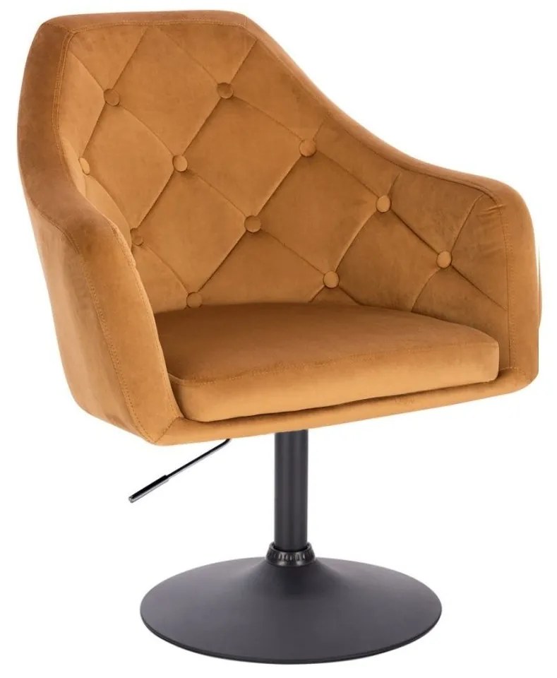 LuxuryForm DESIGN Otočné křeslo ANDORA VELUR na černém talíři - medové