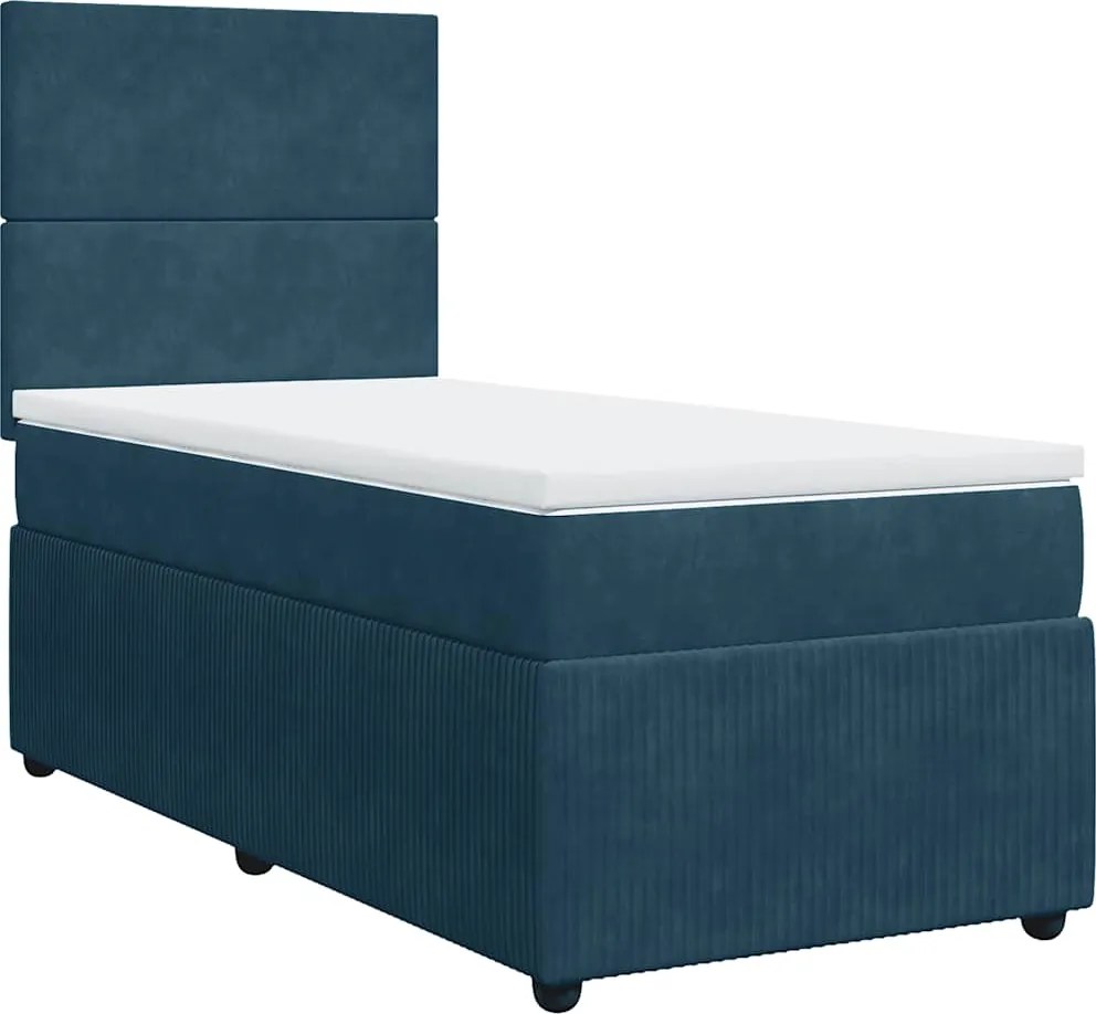 Box spring postel s matrací modrá 80 x 200 cm samet 3294488
