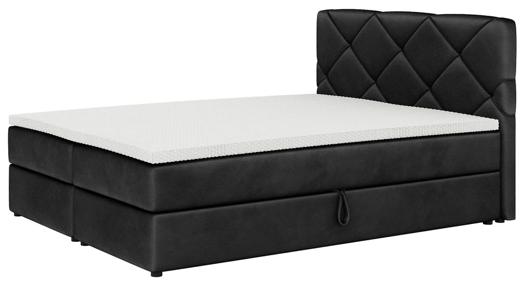 Kontinentální postel 180x200 cm Karum (černá) (s roštem a matrací). 1007788