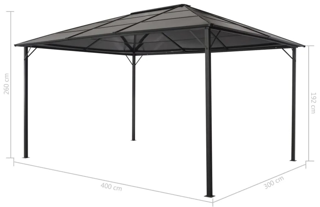 vidaXL Marketos Altán se střechou hliník 4 x 3 x 2,6 m černý