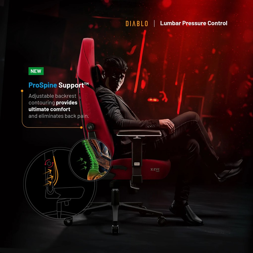 Herní křeslo Normal Size, červený-černý: Diablo X-Eye Prime Bloody Mary