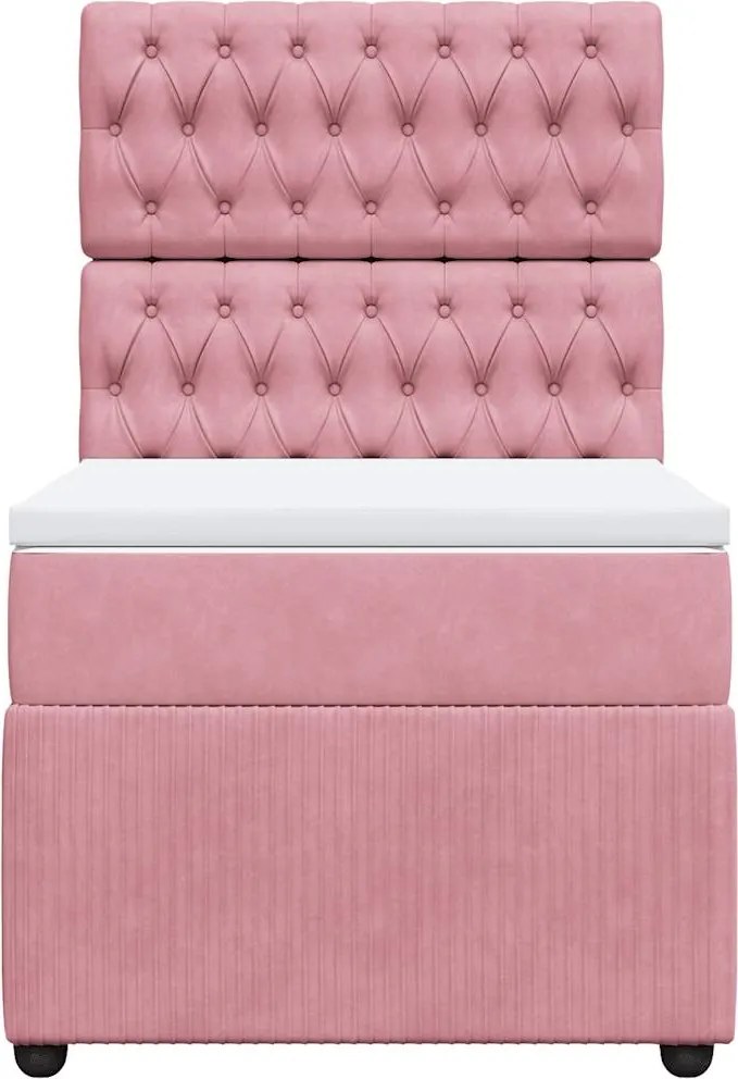 Box spring postel s matrací růžová 80 x 200 cm samet 3294501