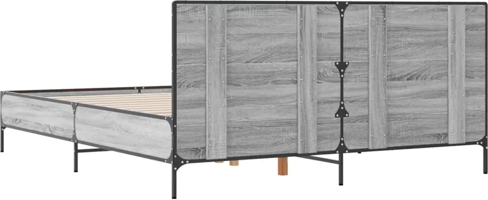 Rám postele šedý sonoma 120 x 200 cm kompozitní dřevo a kov 3279995