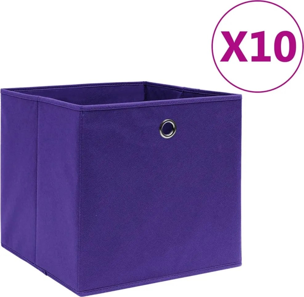 vidaXL Úložné boxy 10 ks netkaná textilie 28 x 28 x 28 cm [325218] Barva: bílá s víky