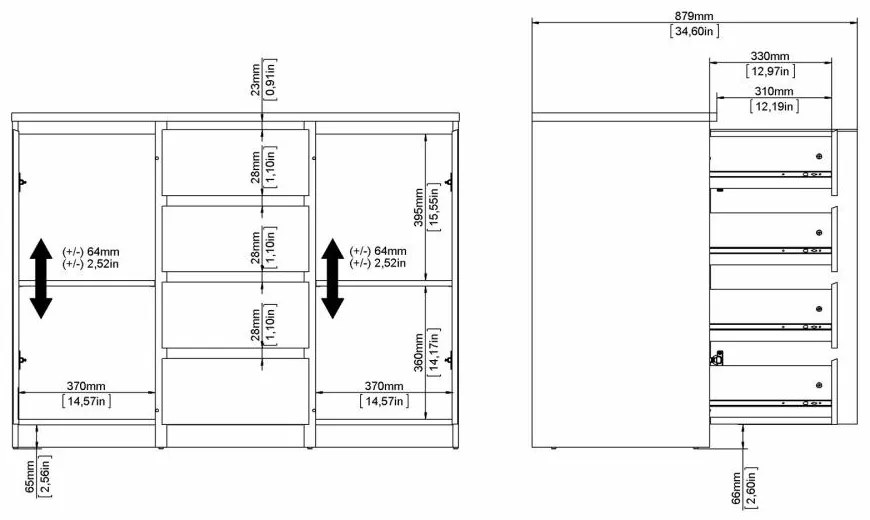 Tvilum Komoda Simplicity 236 bílý lesk