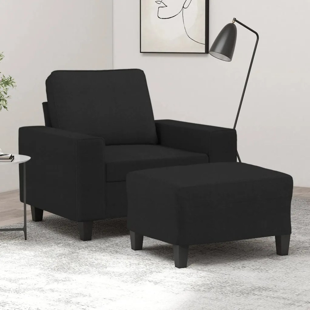 Křeslo s podnožkou černé 60 cm textil 3201147
