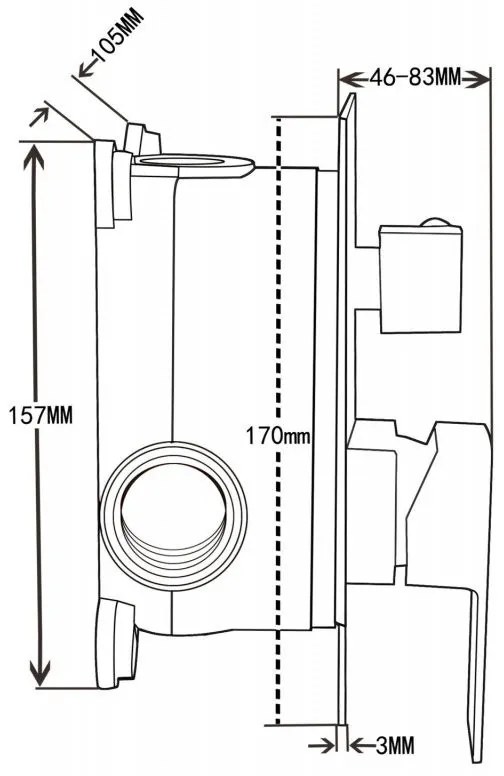 Mexen Uno DR45, podomítková sprchová sestava s dešťovou sprchou + Box, černá, 71435DR45-70