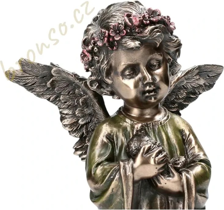 Andělská dívka s holubicí – bronzovaná figurka Veronese WU75411A4