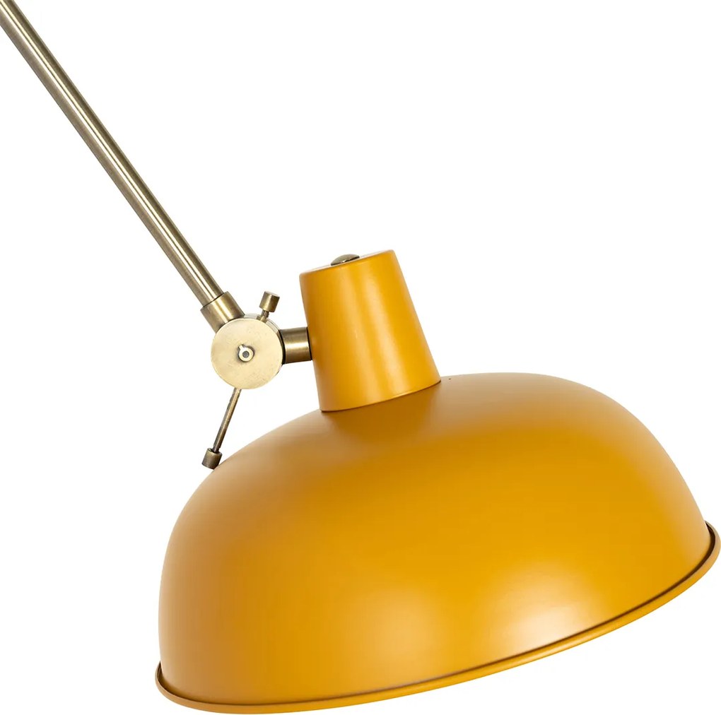 Retro nástěnná lampa ocelová žlutá s bronzem - Milou