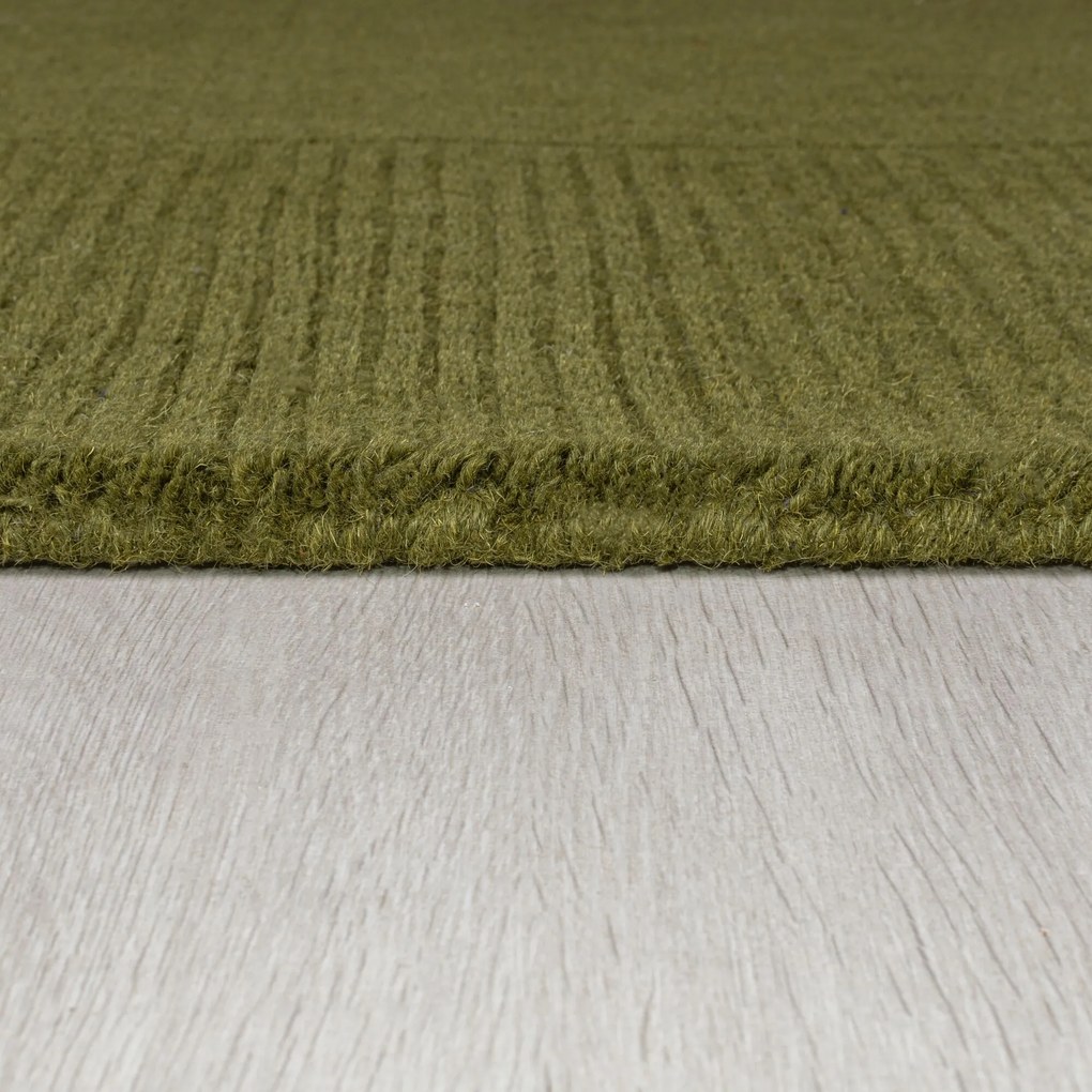 Flair Rugs koberce Kusový ručně tkaný koberec Tuscany Textured Wool Border Green - 120x170 cm