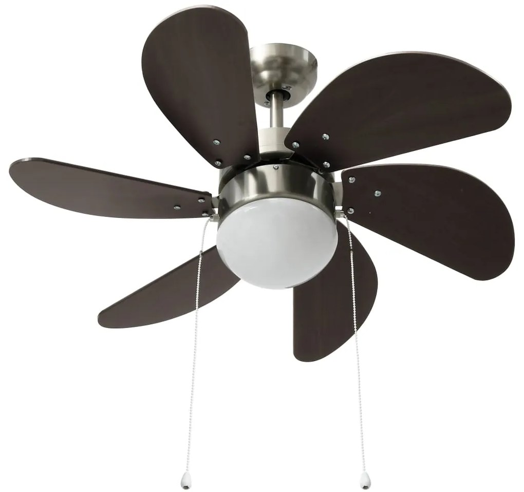 vidaXL Marketos Stropní ventilátor se světlem 76 cm tmavě hnědý