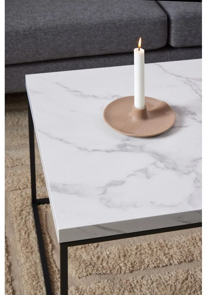 Bílý konferenční stolek s deskou v dekoru mramoru 55x110 cm Barossa – Actona