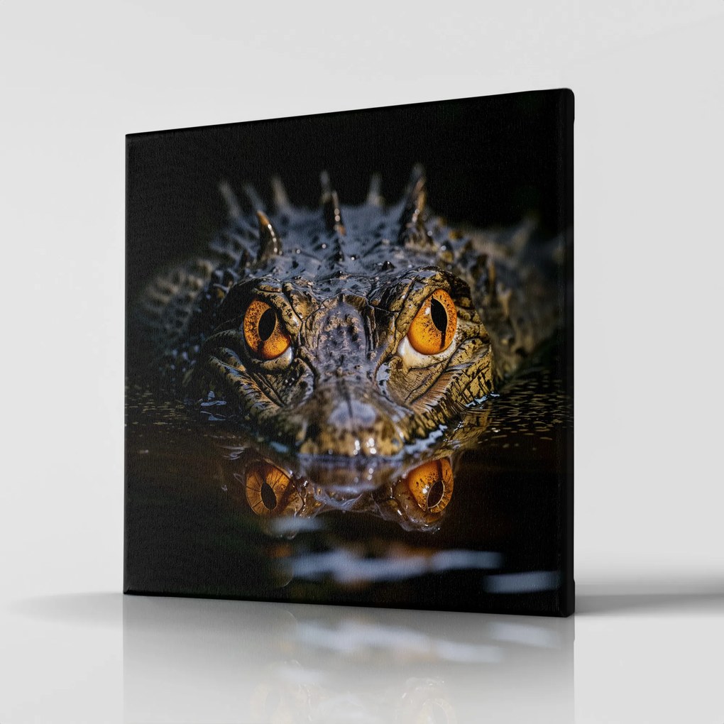 Obraz na plátně - Krokodýl skrytý ve vodě, Králové divočiny FeelHappy.cz Velikost obrazu: 60 x 60 cm