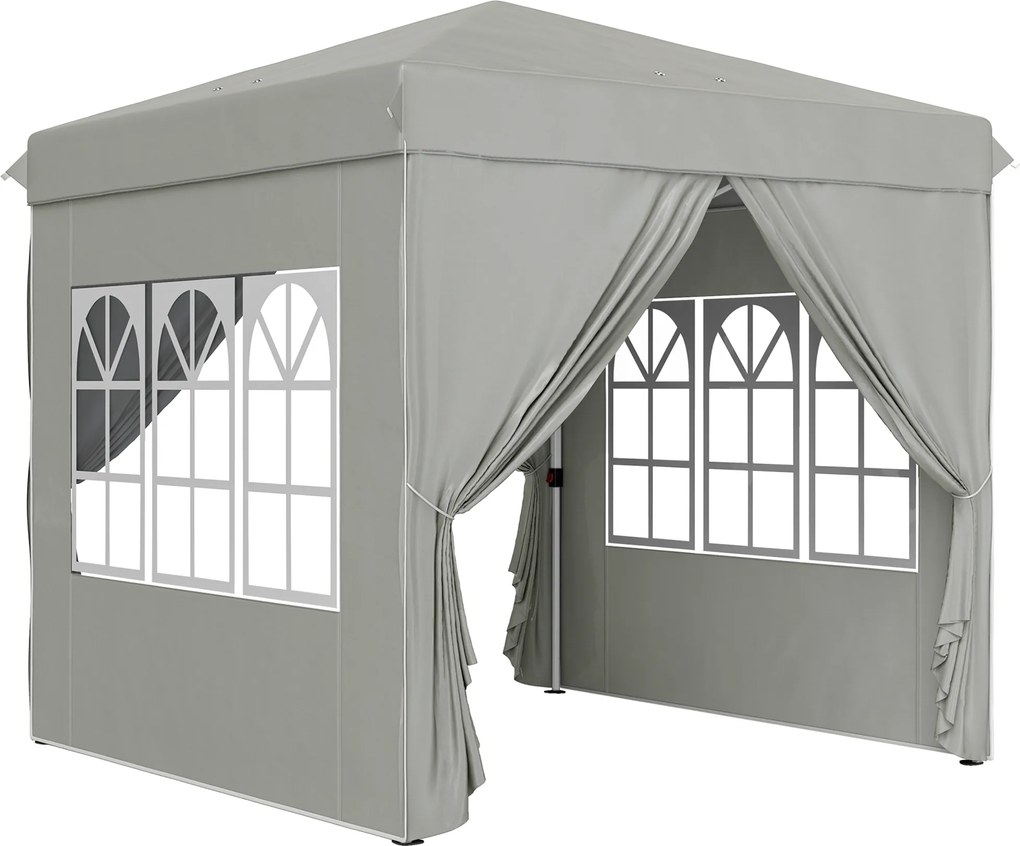 Outsunny altán 2,5x2,5 m, vodoodpudivý stabilní zimní pop-up skládací altán, UV ochrana 50+, skládací párty stan zahradní stan se 4 bočními panely ta…