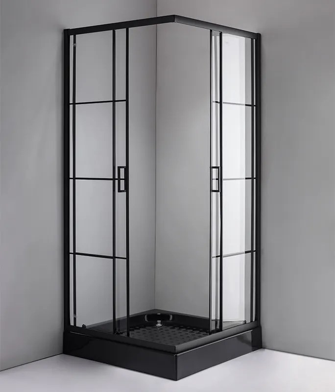 BPS-koupelny Čtvercový sprchový kout BL32B 90x90 černá/transparent + vanička SXL02B BL černá