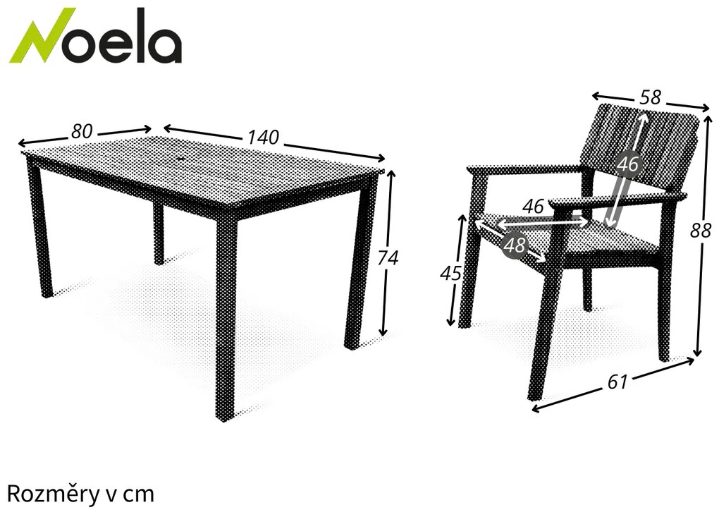 Noela Zahradní dřevěná sestava 1+4 Lucy I.