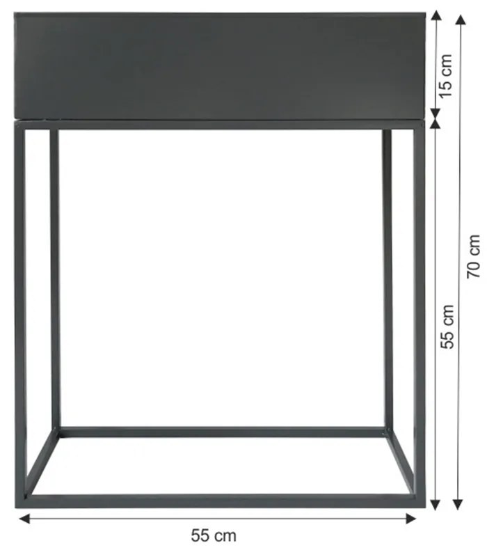 Tmavě šedý multifunkční kovový květináč INDIZE TYP 3