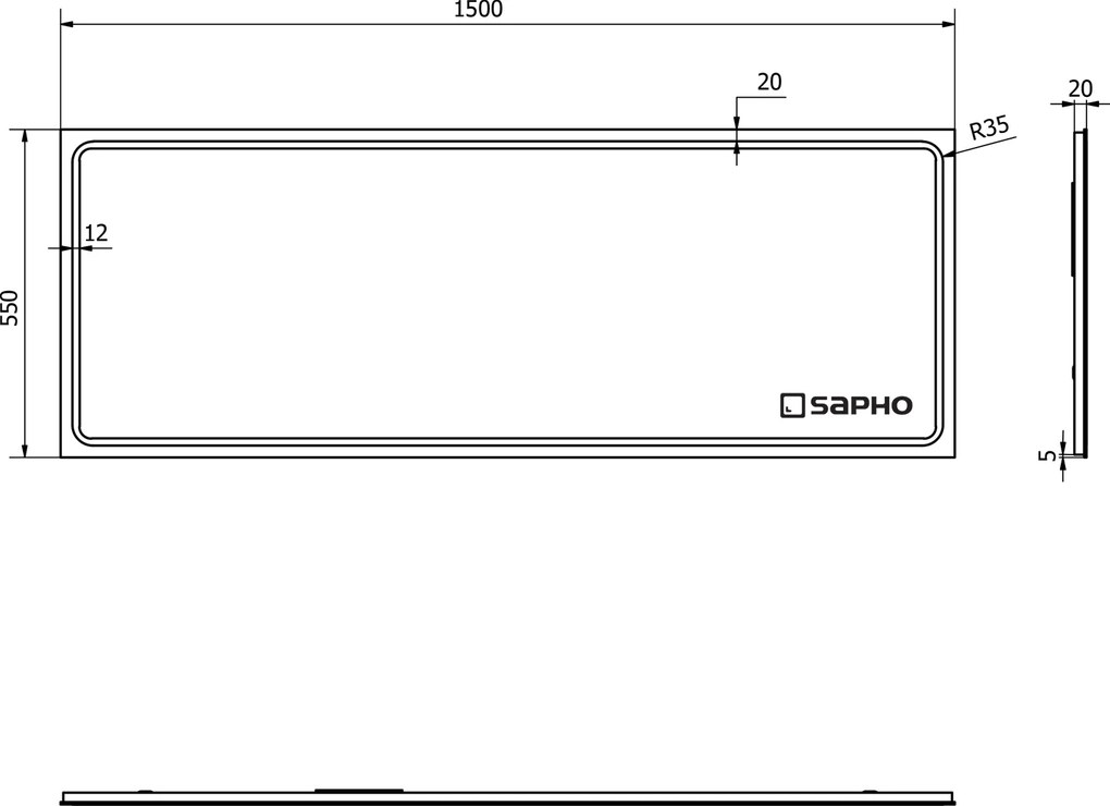Sapho, GEMINI LED podsvícené zrcadlo 1500x550mm, GM150