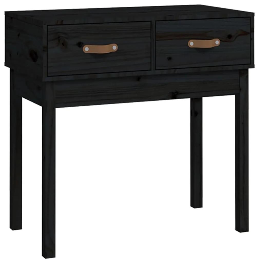 vidaXL Konzolový stolek černý 76,5 x 40 x 75 cm masivní borové dřevo