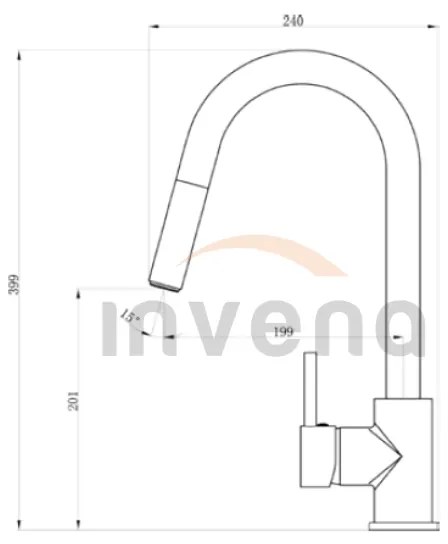 Invena Elia, stojánková dřezová baterie s výsuvnou výlevkou, chromová, INV-BZ-89-W01-C