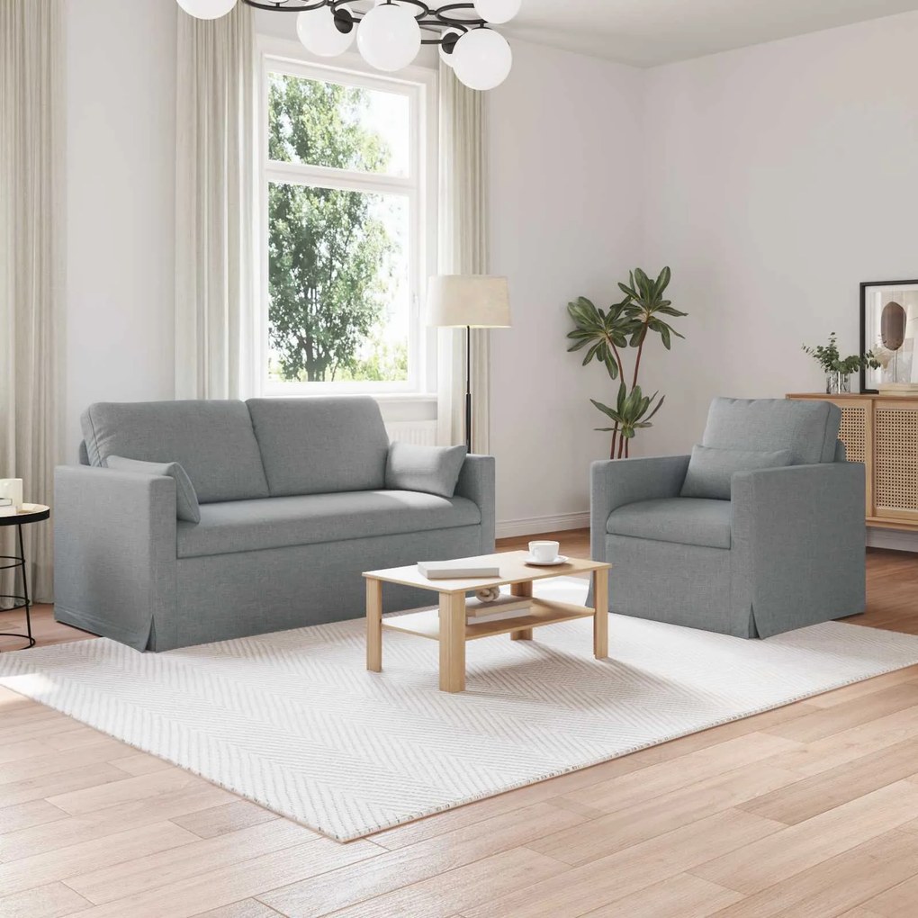 Set pohovek 2 ks Světle šedá textil 3407537