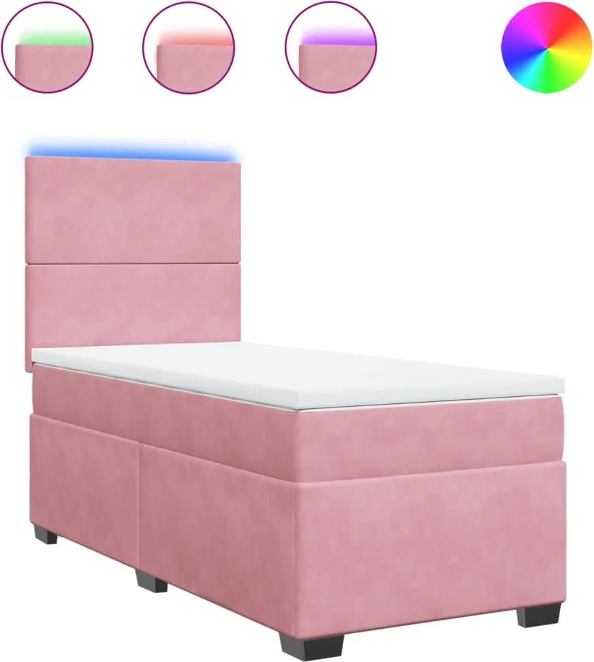 Box spring postel s matrací růžová 90x200 cm samet 3293109