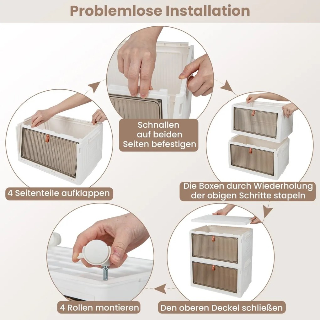Costway 3-patrové úložné boxy s víkem a magnetickými průhlednými dveřmi