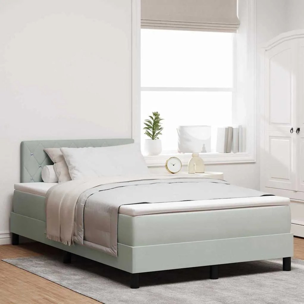 Postel s boxspringem s matrací Světle šedá 120 x 190 cm samet 3339092