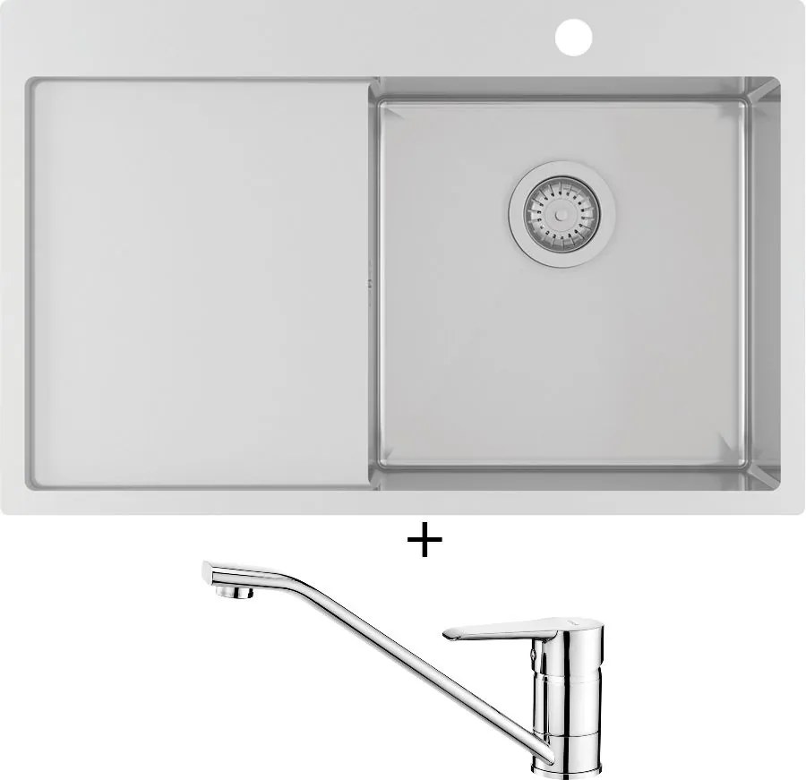 SET Aquastone ELEGANT 150-40/L nerez kartáčovaný + Deante CORIO BFC 060M chrom