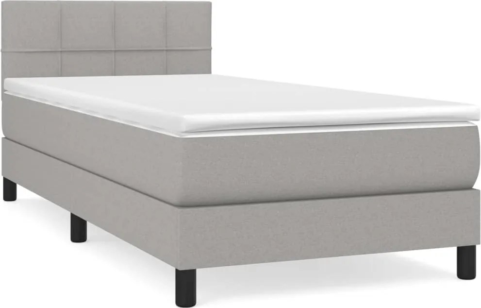 Box spring postel s matrací světle šedý 100 x 200 cm textil 3140033
