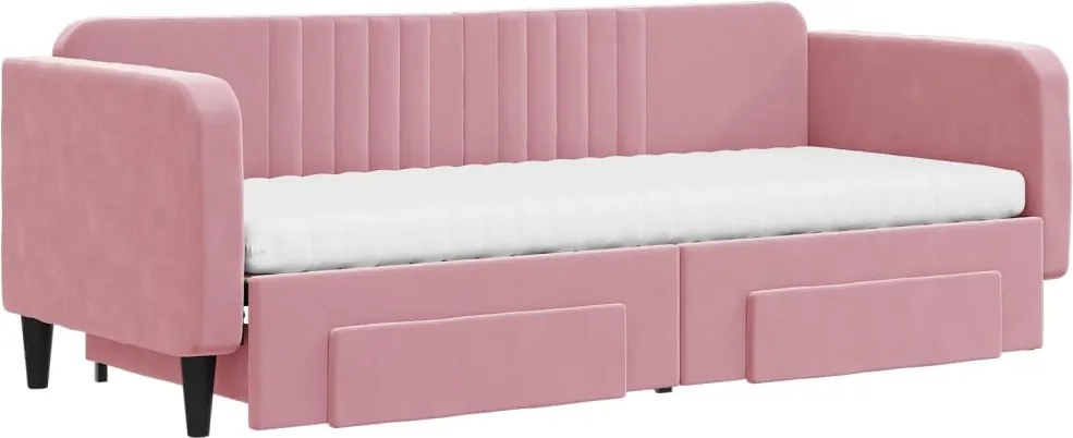 Válenda s přistýlkou a zásuvkami růžová 80 x 200 cm samet 3197131