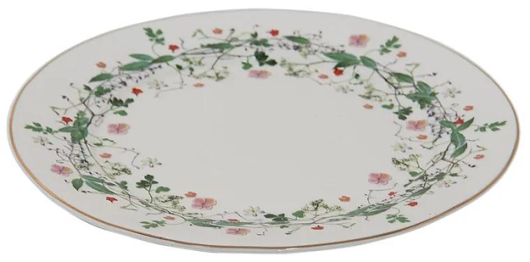 Porcelánový dezertní talířek s květy Flower fields – 21x2 cm