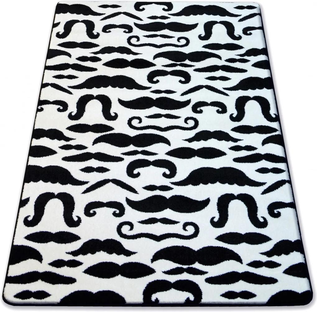 Kusový koberec SKETCH Mustache bílo-černý 120x170