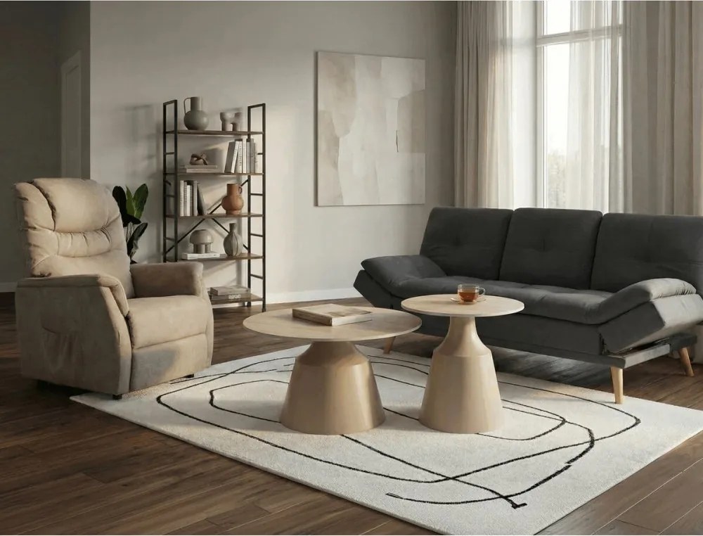 Konferenční stolek 70x70x44cm CT-F4152 TRV, keramika, travertin