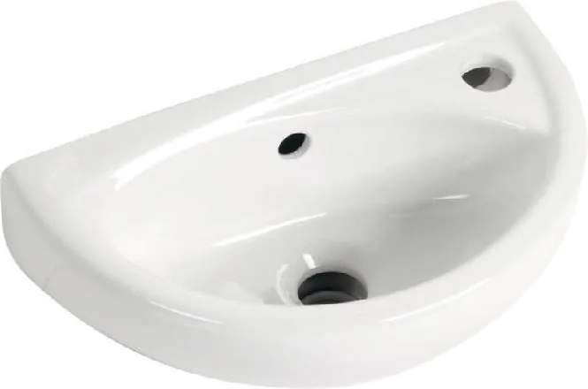 Aqualine Small - Umývátko Oval, 395x233 mm, s přepadem, s otvorem pro baterii vpravo, bílá TP040