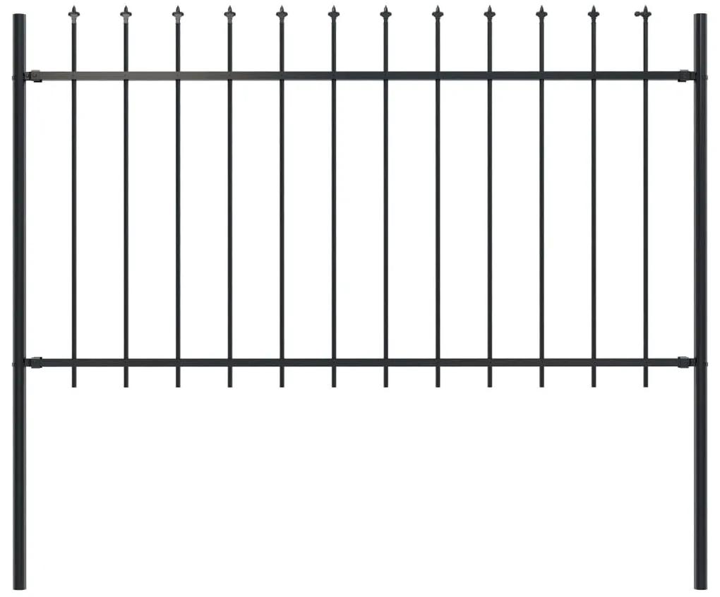 144925 vidaXL Zahradní plot s hroty ocelový 1,7 x 1 m černý