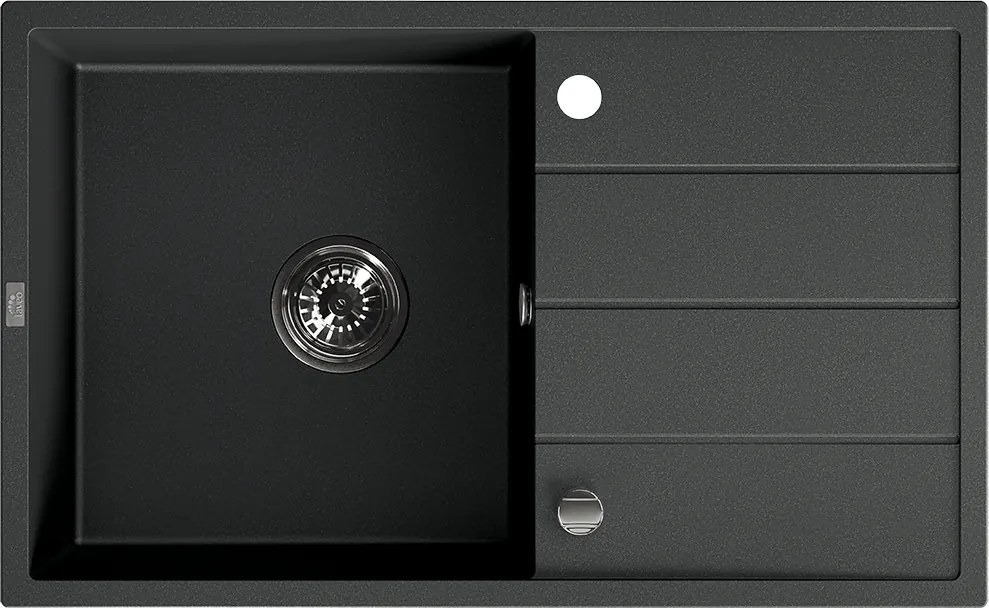 Laveo Wolin, 1-komorový granitový dřez 780x480x185 mm, černá skvrnitá, LAV-SPW_711T