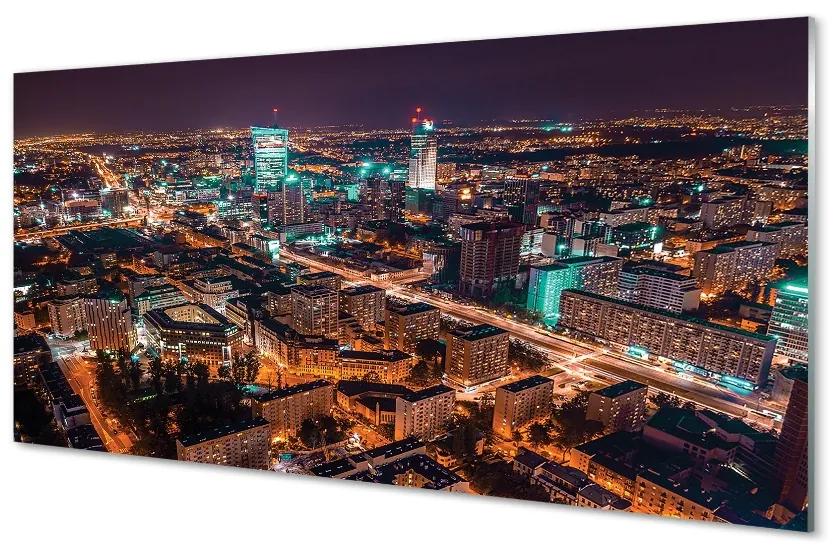 Obraz na skle Varšava Město noční panorama 120x60 cm