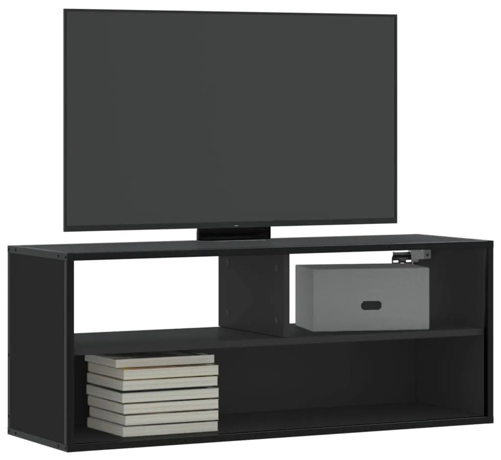 TV skříňka černá 100 x 31 x 39,5 cm kompozitní dřevo a kov