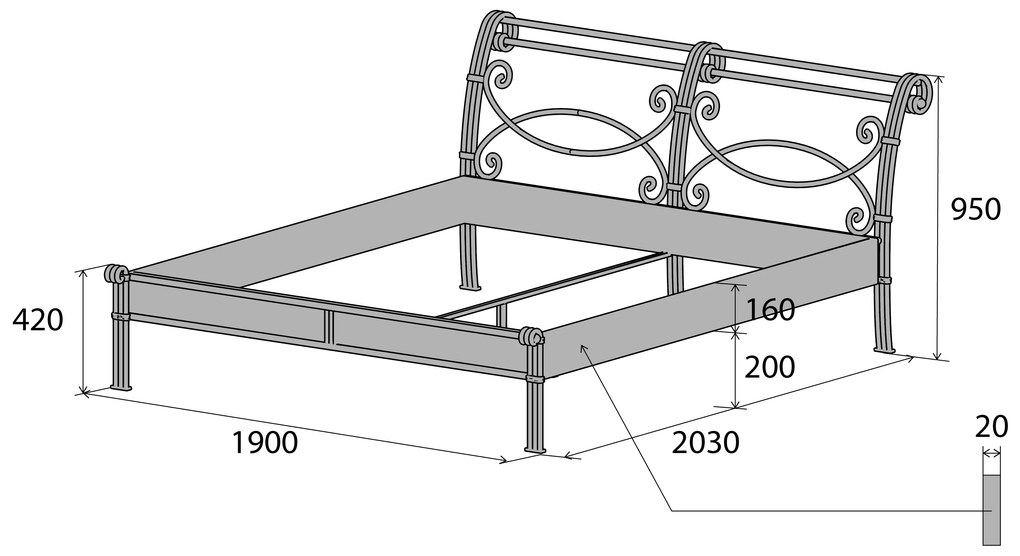 Nábytek ATIKA s.r.o. Kovová postel BELLA Povrchová úprava: stříbrná RAL 9006, Rozměr: 100 x 200 cm