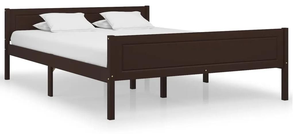 322120 vidaXL Rám postele masivní borové dřevo tmavě hnědý 140 x 200 cm