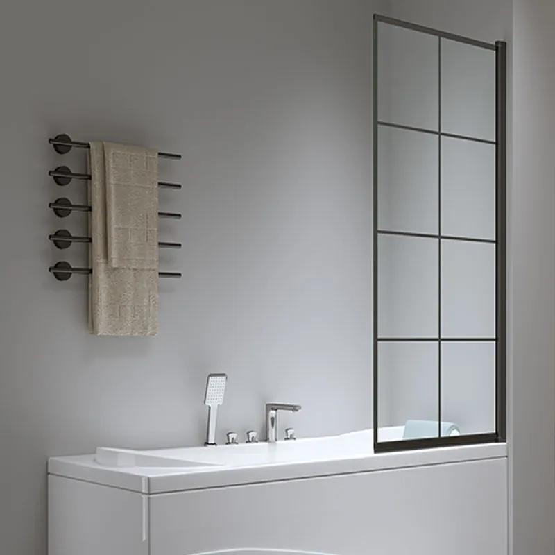 BPS-koupelny Jednodílná vanová zástěna HYD-PR02 80x140 černá/transparent