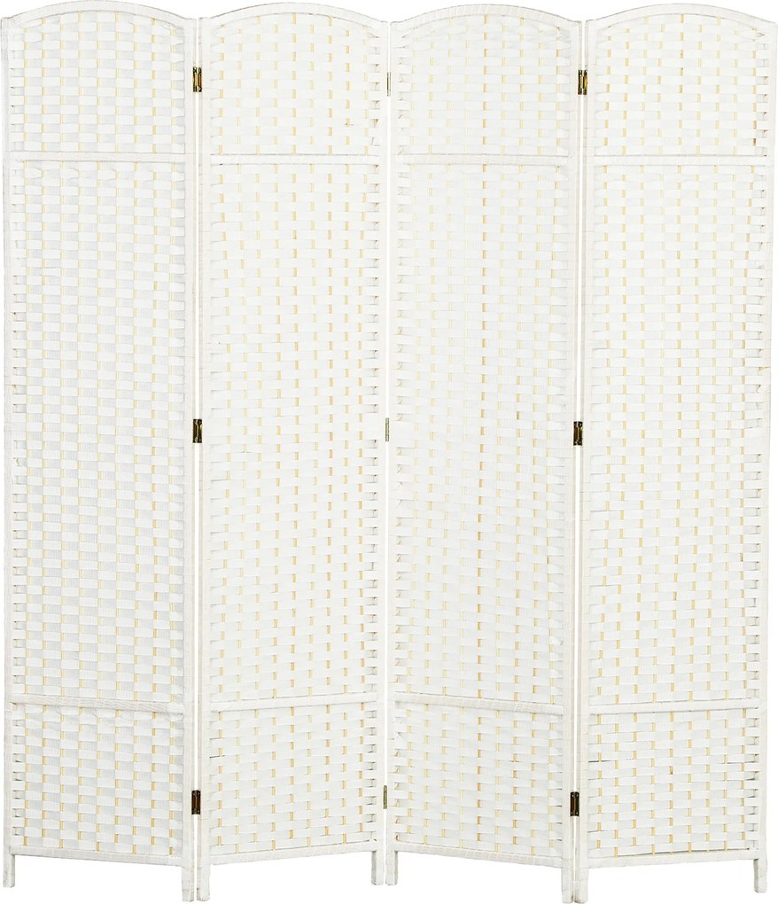 HOMCOM 4-panelový Rozdělovací Panel 160 x 170 cm Bambusový Skládací Předěl na Soukromí pro Obývací Pokoj Bílý | Aosom