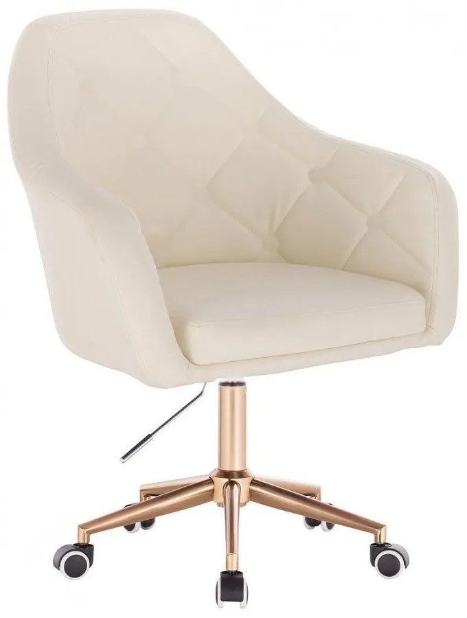 LuxuryForm DESIGN Křeslo ANDORA na zlaté podstavě s kolečky - krémové