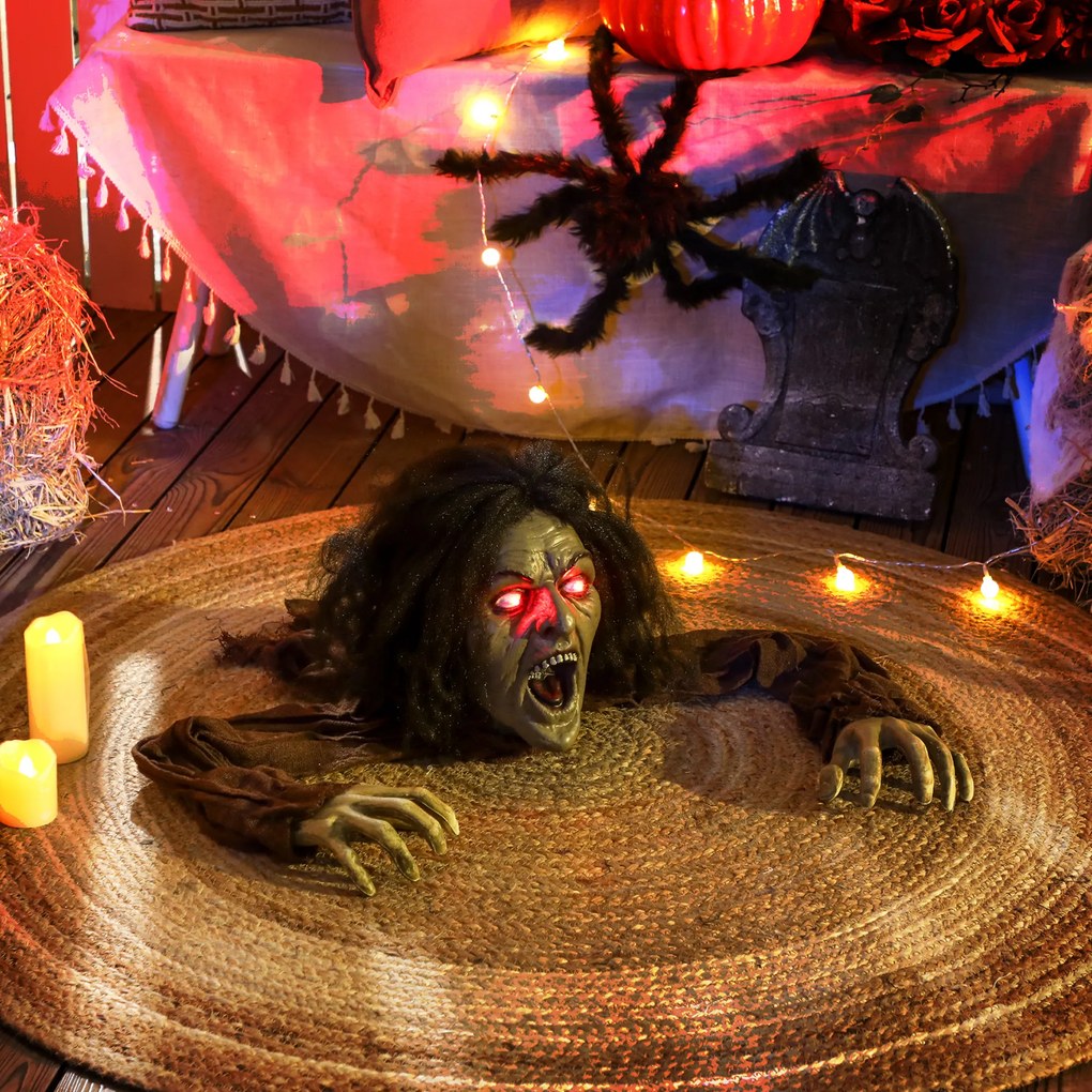 Outsunny Plazící se zombie dekorace na Halloween, zvuky, světla, na baterie