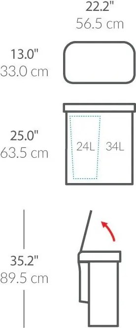 Ocelový odpadkový koš 34+24 l na tříděný odpad/bezdotykový ve stříbrné barvě Dual Sensor – simplehuman