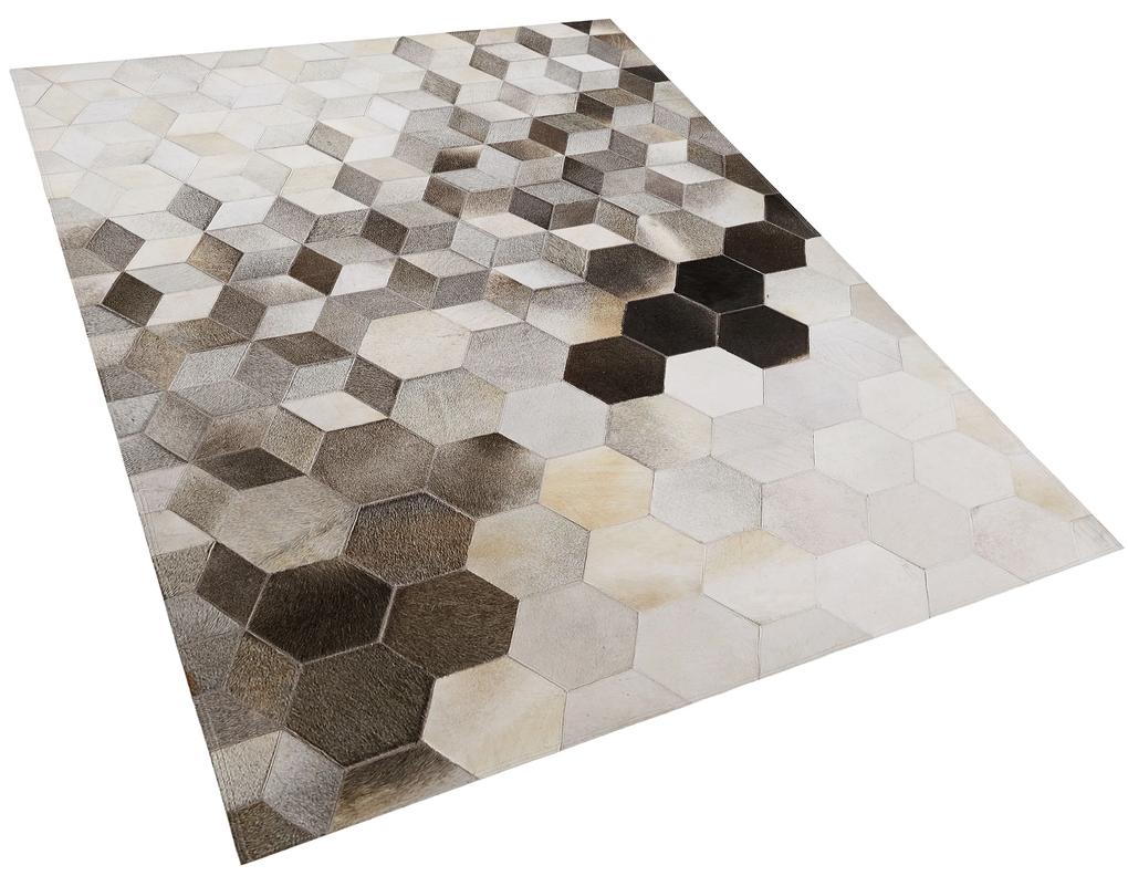 Šedý kožený koberec  160 x 230 cm  SASON Beliani
